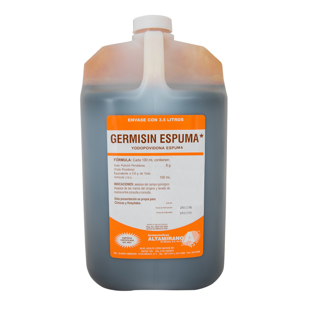 Antiséptico germisin espuma yodo 3.5Lts - Carcis Medical